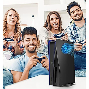 PS5 Faceplate Cooling Version PS5 Plate Cover Skin for Playstation 5 Disc Edition Upgraded Turbo Vents PS5 Replacement Side Plate Hard Shockproof ABS Anti-Scratch PS5 Plate Case Cooling Matte Black