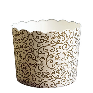 BAKE-IN-CUP 50-Pack Paper Baking Cups, Greaseproof Disposable Cupcake Muffin Liners (Large, Gold Scroll)