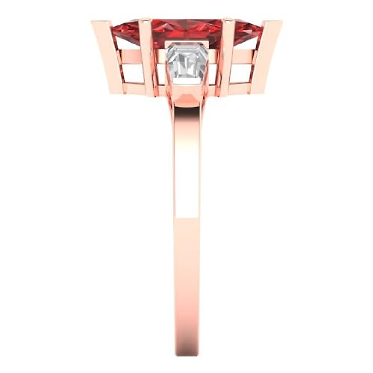Clara Pucci 2 ct Marquise cut 3 stone Solitaire Genuine Natural Red Garnet Engagement Promise Anniversary Bridal Ring 18K Rose Gold 9