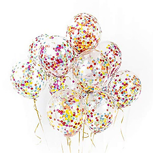 24 Pieces Rainbow Multicolor Confetti Balloons | PREFILLED 12 Inch Latex Party Balloons with Bright Rainbow Confetti | Party Decorations, Wedding & Engagement, Bridal, Proposal (Colorful)