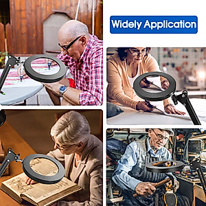 64 LED USB 10X Magnifying Desk Lamp with Clamp, Desk Hands-Free Lighted Magnifier with 3 Color Modes, 10 Level Dimmable and Flexible Gooseneck for Reading Craft Sewing Repair Close Work Beauty