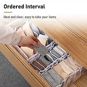 O'woda Underwear Organizer Drawer, 3 Packs Foldable Underwear Drawer Organiser Divider Storage Box Bin for Clothes, Underwear, Bras, Lingerie, Socks, White