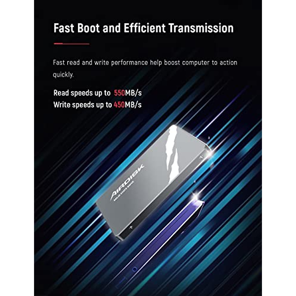 AirDisk 240GB SSD, 2.5 Inch/7mm SATA III 6Gb/s, 3D NAND Flash Memory Internal SSD, Speeds up to 550 MB/s Read, up to 450MB/s Write, Performance Boost Internal Solid State Drive for PC/Computer/Laptop