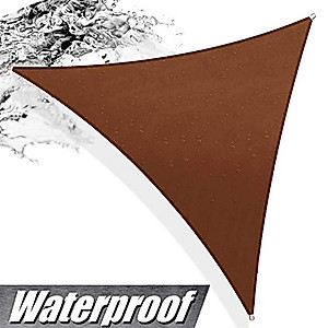 ColourTree 16' x 16' x 16' Brown TADT16 Triangle Waterproof Sun Shade Sail Canopy Awning Shelter, 95% UV Block Water Resistant, Garden Carport Outdoor Patio (We Customize)