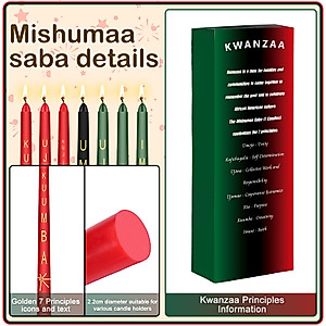 MTLEE 7 Pieces Kwanzaa Candle Set, Seven Principles Taper Candles, African Hand Dipped Unscented Candles, Reliable Quality Candles, for Kwanzaa Home Church Celebration Decor