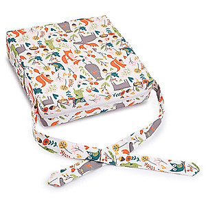 Sumnacon Chair Increasing Cushion - Baby Toddler Kids Infant Portable Dismountable Highchair Booster Cushion Washable Thick Chair Seat Cloth Straps,Animal Forest White