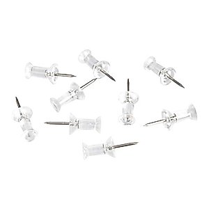 Amazon Basics Push Pins Tacks, Clear Plastic Head, Steel Point, 100-Pack