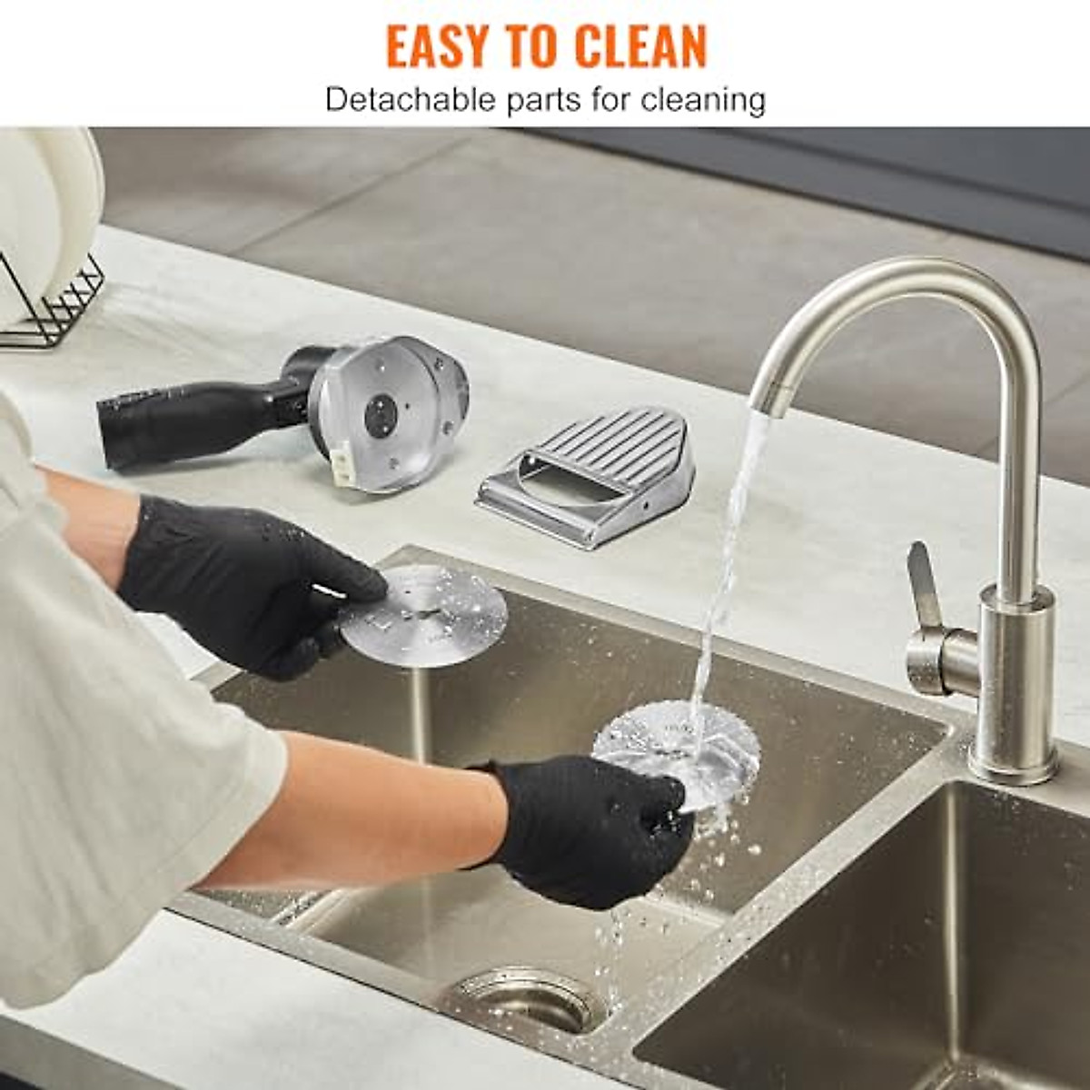 VEVOR Electric Shawarma Knife, 80W Cordless Battery Professional Turkish Knife, Commercial Stainless Steel Gyro Cutter, Doner Kebab Meat Slicer with 2 Blades, Φ4/100mm, 0-8mm Adjustable Thickness