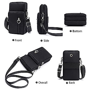 Bobrand Women Crossbody Cell Phone Purse Case Armband Bag for iPhone 12, 13 Mini, Pro Max, BLU G91 Pro, G91, G90 G9 TCL 20S, 20 SE, Moto G Stylus, Play, Sony Xperia 10 III (Black)
