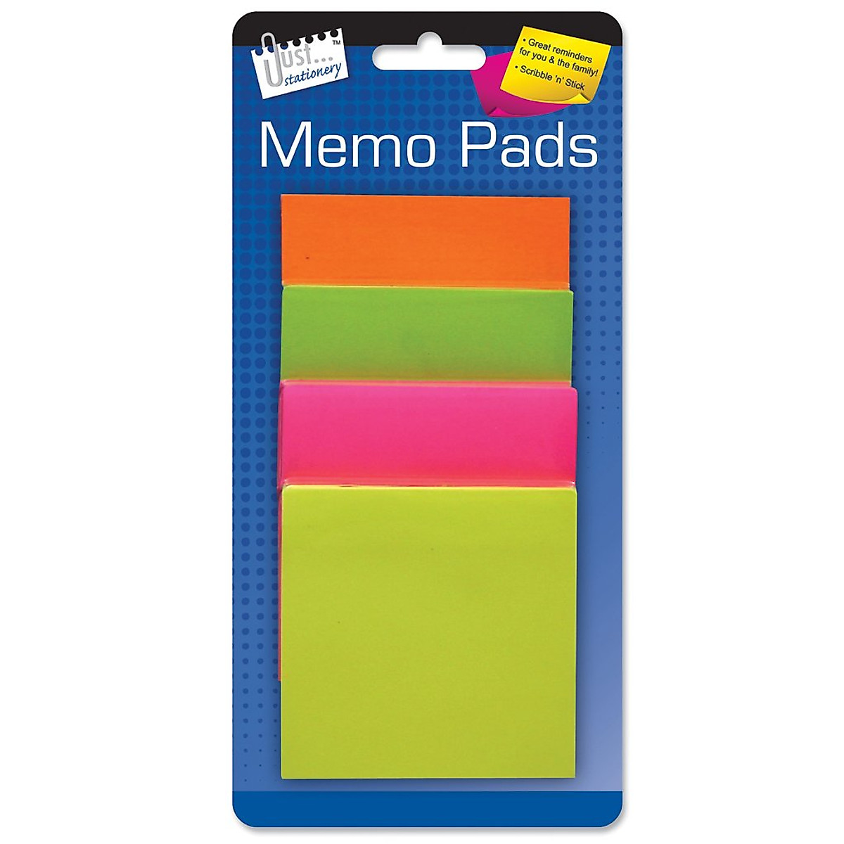 Just Stationery 5927 75 mm Sticky Memo Pads – Pack of 4