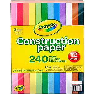 Crayola Construction Paper (240ct), 12 Assorted Colors, Kids Arts & Crafts Paper, Gifts for Kids, Classroom Supplies for Teachers