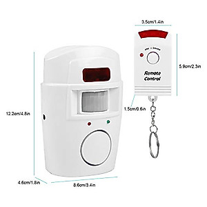 Motion Sensor Alarm, PIR Motion Sensor Detector Security Alarm System for Home Garage, 105dB Infrared Motion Alarm with Remote Control