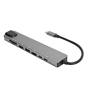 wendeekun TypeC Docking Station,8 in 1 TypeC Converter TypeC to PD/HDMI/RJ45/Memory Card/Storage Card/USB3.0 Adapter,Easy and Convenient Expansion