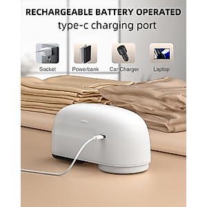 ASNUG Fabric Shaver, 2600 mAh Rechargeable Lint Remover, Sweater Shaver with Lint Brush, Sweater Defuzzer to Remove Pilling, Large Capacity Lint Storage, Portable Fabric Shaver for Furniture, Clothes