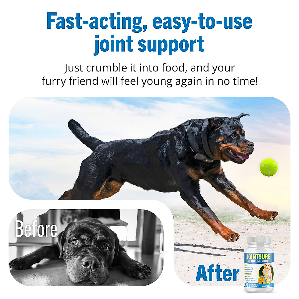 JOINTSURE Hip and Joint Supplement for Dogs 300 Tablets | Formulated with Glucosamine & Chondroitin for Dogs | Proven to Improve Mobility & Increase Flexibility | All Breeds & Sizes