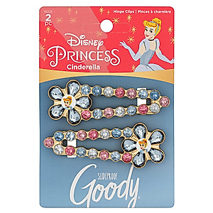 Goody Hinge Jewel Clip - Disney Princess, Cinderella - Slideproof Rhinestone Hair Accessories for Men, Women, Boys & Girls - Style With Ease & Keep Your Hair Secured - All Hair Types