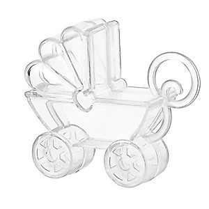Baby Carriage Shaped Acrylic Candy Boxes - 12 Pack - 2.75"x2.75"x0.71" - Perfect for Weddings, Birthdays, Party Favors and Gifts | Cute Clear Plastic Containers | Clear Fillable Ornaments Crafts Decorations