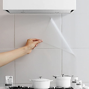 CHANMOL Clear Peel and Stick Wallpaper, Self-Adhesive Wallpaper Wall Protector, Oil Proof Waterproof Contact Paper for Kitchen Cabinets, Whiteboard, Shelf Drawer Liner (15.7" x 118")