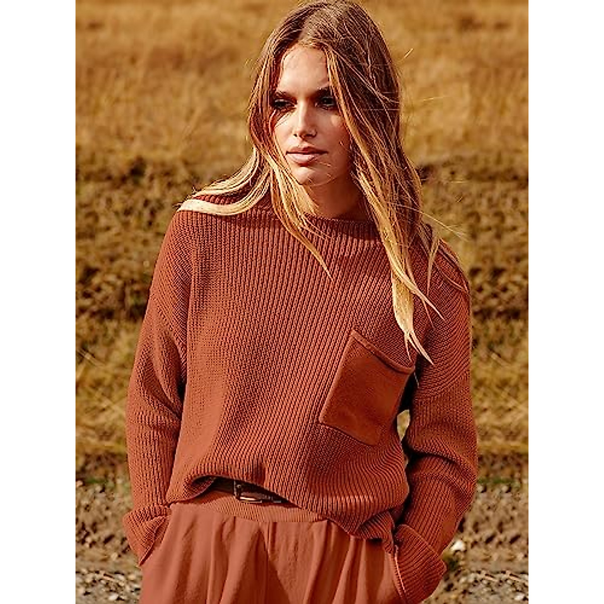 ANRABESS Women's Two Piece Sweater Sets Long Sleeve Knit Pullover Tops Casual Pants Sweat Outfits Set Matching Lounge Set 2023 Fashion Clothes Loungewear 1082xiuhong-M