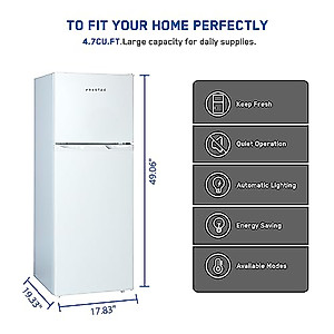 Frestec 4.7 CU' Refrigerator, Mini Fridge with Freezer, Compact Refrigerator, Small Refrigerator with Freezer, Top Freezer, Adjustable Thermostat Control, Door Swing, White (FR 472 WH)