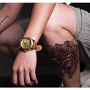 NAVIFORCE Luxury Men Sports Watches Waterproof Quartz Leather Watch Gold Big Face Date Clock