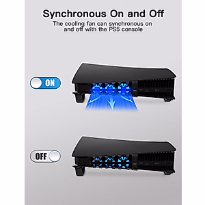 NexiGo PS5 Horizontal Stand with Slient Cooling Fan, [Auto On/Off], [Minimalist Design], Compatible with Playstation 5 Disc & Digital Editions, Built-in LED Light, Extra USB Port, Black