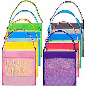 meekoo 8 Pieces Candy Bags Mesh Beach Bags Snacks Bags Seashell Bags for Kids Goodies Gift Wrapping Birthday Wedding Halloween Christmas Storage Fruit Vegetable Or Toys (S, Multicolor)