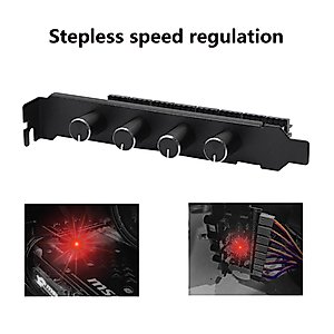 SinLoon 4 Knob Cooling Fan Speed Controller PC 8 Channels Fan Hub for CPU Case HDD VGA PWM Fan PCI Bracket 12V Fan Control- 4Pin Interface Power Supply ( 4 Pin 4Knob )