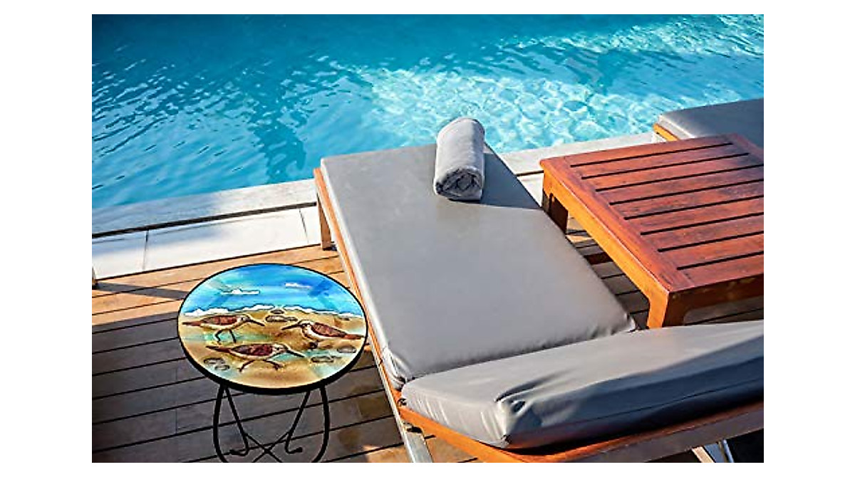 Glass Top Nautical Side Table - Hand Painted Coastal Accent
