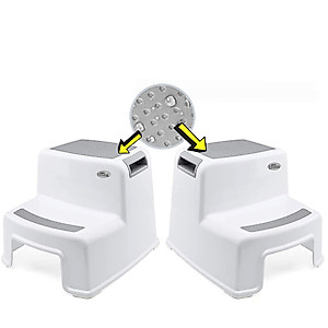 Dual Height 2 Step Stool for Kids | Slip Resistant Soft Grip Toddler's Stool for Potty Training and Use in The Bathroom or Kitchen | BPA Free for Comfort and Safety (2 Pack, Grey)