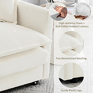 KIVENJAJA Chenille Upholstered Ottoman Footrest for Loveseat Sofa, Modular Sectional Couch, Beige