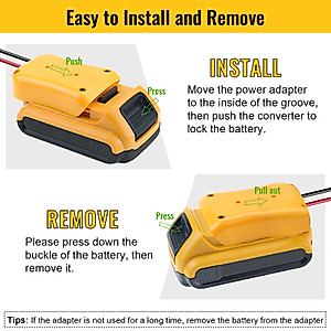 2 Packs Power Wheels Adapter for Dewalt 20V Battery, Power Wheels Battery Converter Kit with Fuse & Switch & Wire Terminals & 12 AWG Wire for DIY RC Car Toys Robotics