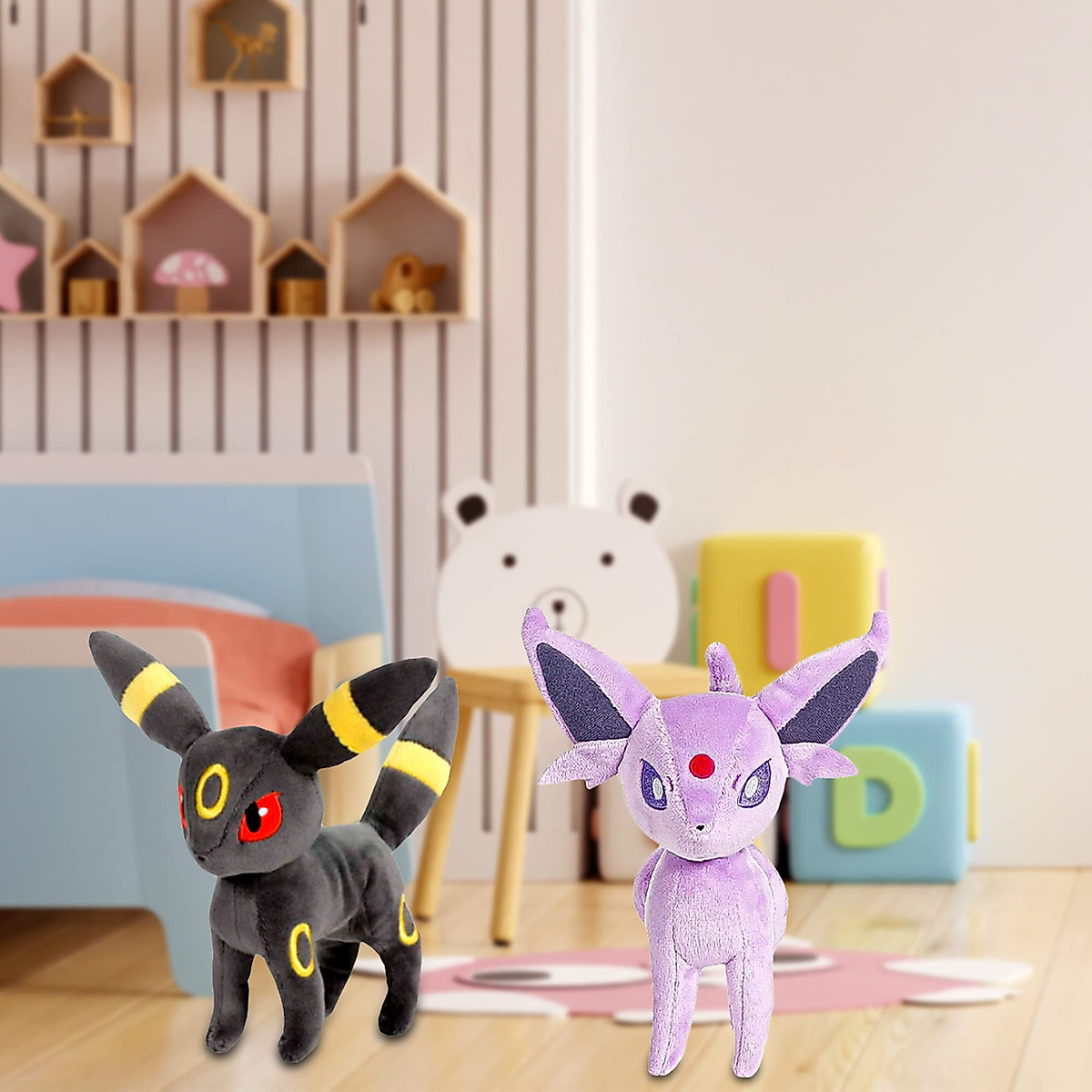 Pokemon Espeon & Umbreon Plush Toy Figures - 7" Collectible Stuffed Set (2 Pcs)