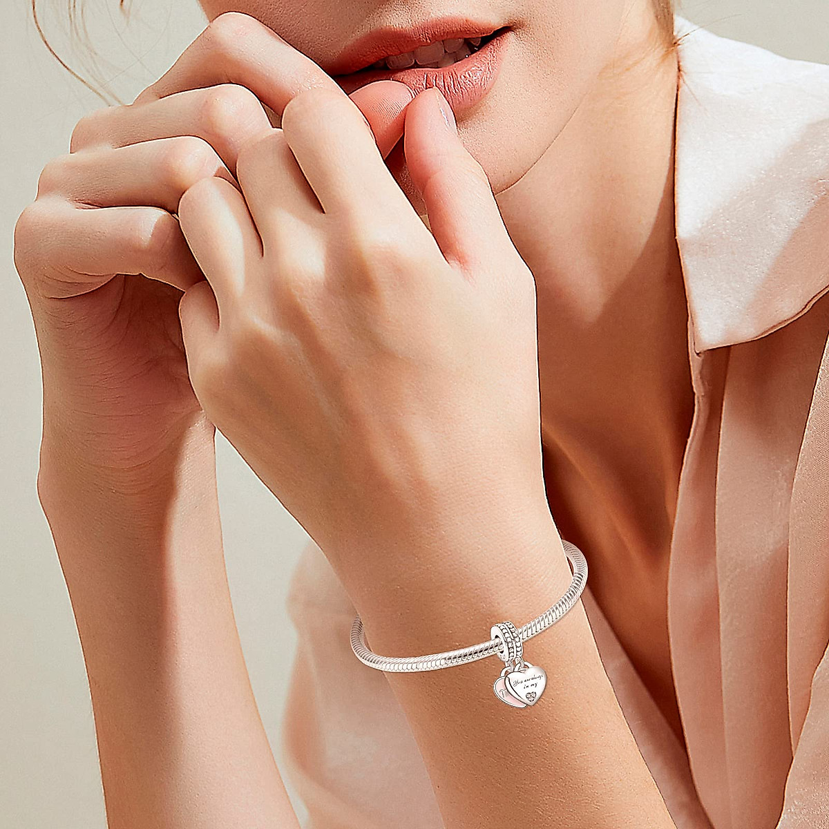 Annmors 925 Sterling Silver Charms for Bracelets and Necklaces Mother & Daughter Dangle Pendants Love Charms Jewelry Gift for Women