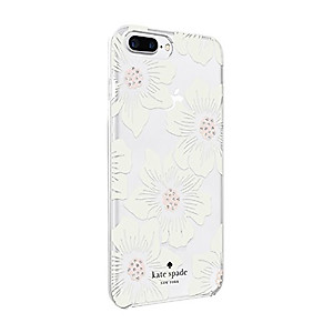 kate spade new york Protective Hardshell Case for iPhone 8 Plus, iPhone 7 Plus, iPhone 6s Plus & iPhone 6 Plus - Hollyhock Floral Clear / Cream with Stones