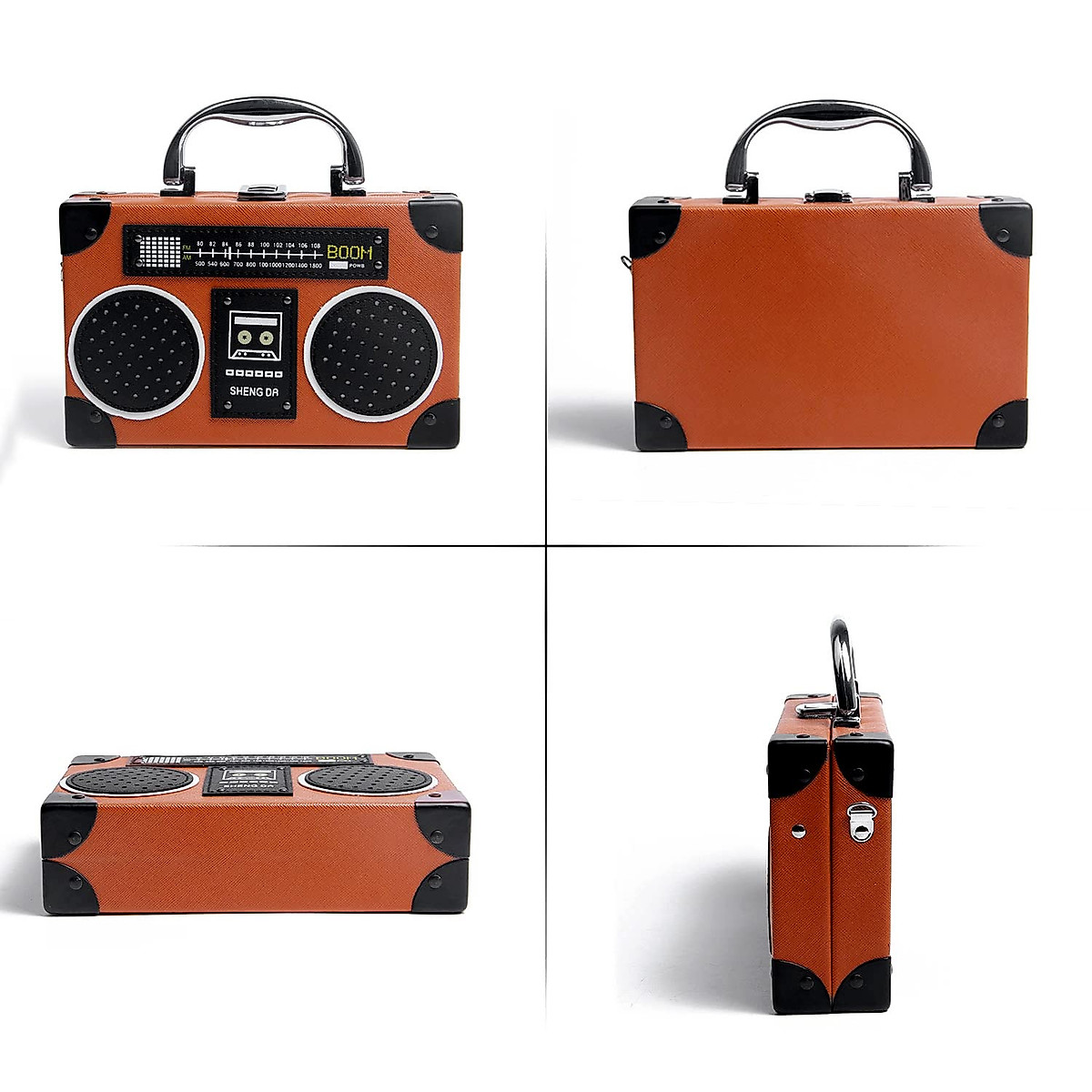 KUANG! Women Retro Radio Shaped Clutch Hundred Dollar Bill Box Shoulder Bag Elegant Evening Crossbody Handbag