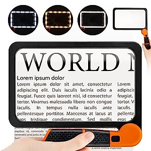 Large Magnifying Glass with Light, Full Page 5X Magnifier 48LED Cold & Warm Light with 3 Modes, Folding Handheld Illuminated Lighted Magnifier for Seniors Low Vision Reading Inspection (Full Page)