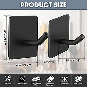 24 Pcs Self Adhesive Towel Hooks Bulk Stick on Wall Hooks Waterproof Stainless Steel Kitchen Towel Holder Heavy Duty Sticky Hangers for Hanging Bathroom Home Door Coat Robe Clothes Key (Black Color)