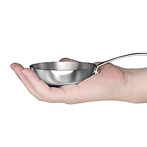 Macevia Mini Sauce Pan,18/10 Stainless Steel Butter Warmer Mini Pan Cooking Sauce Cup with Handle For All Stoves Multipurpose Use for Home Kitchen or Restaurant (0.12 Quart/4 Inch) - Silver