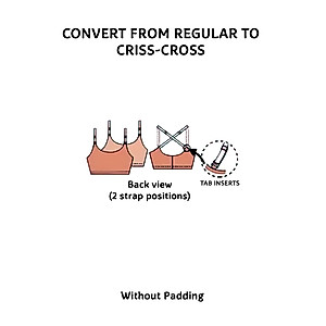 Clementine Apparel Girls Clear Detachable Straps Unpadded and Seamless Dance Bra, Big Girls (7 to 16), Size 12 to 14, Black