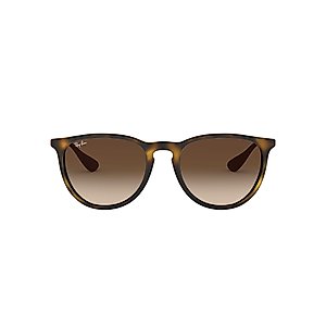 Ray-Ban RB4171 Erika Round Sunglasses, Rubber Havana/Brown Gradient Dark Brown, 54 mm