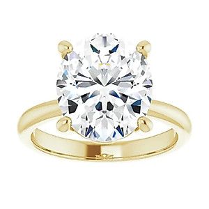 10K Solid Yellow Gold Handmade Engagement Rings, 4 CT Oval Cut Moissanite Diamond Solitaire Wedding/Bridal Rings for Women/Her, Minimalist Anniversary Ring Gifts (6)