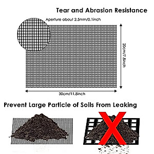 Flower Pot Hole Mesh Pad, 5 Pack 11.8x7.8 inch Rigid Polyethylene Squares Garden's Drainage Mesh Hole Screens, DIY Bonsai Pot Bottom Grid Mesh Mat Mesh Screen