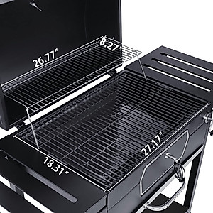 Royal Gourmet CD2030X Deluxe 30-Inch Charcoal Grill, BBQ Smoker Picnic Camping Patio Backyard Cooking, Black