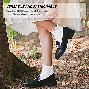 UTTPLL Ruffle Crew Socks Women Turn-Cuff Athletic Aesthetic Lettuce Socks Ladies Thin Lovely Cotton Frilly Boot Ankle Socks White One Size