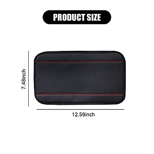 Hawyet 1 PC Car Center Console Armrest Cover Pad, 12.5In x 7.4In Fiber Leather Embossing Center Console Armrest Protector, Universal Waterproof Armrest Box Mat (Red & Black)