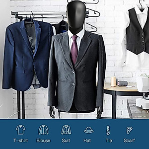 Male Mannequin Torso Manikin Dress Form 47-78 Inch Height Adjustable Detachable Arms Sewing Dress Model Mannequin, Mannequin Display with Metal Base Stand Head Dress Mannequin Clothing Form (Black)