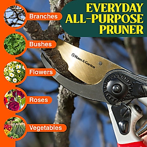 EnduroPRO Titanium Pruning Shears - Best Garden Shears, Tree Trimmer, Hand Pruner-Ideal Branch, Hedge, Shrub & Bush Clippers-Razor Sharp Bypass Secateurs Ergonomic Gardening Tool for Effortless Cuts