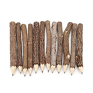 BSIRI Pencil Wood Favors of Graphite Wooden Tree Rustic Twig Pencils Unique Birch of 12 Camping Lumberjack Decorations Party Supplies Novelty Gifts as a Natural Pencil Gifts for Kids in Classroom