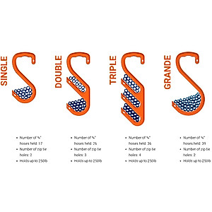 HIGH 5 Hook Single - Heavy Duty, Industrial Safety Hook for Hanging Cables, Cords, Hoses and Welding Leads. 250 lb Capacity (Box of 20)